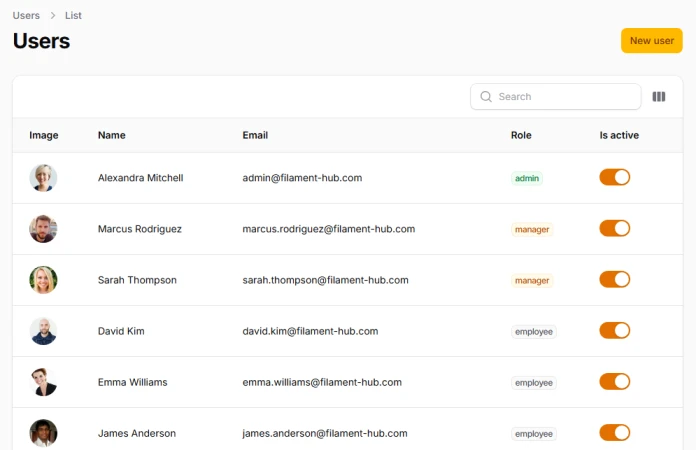 Basic Tables - Filament HUB